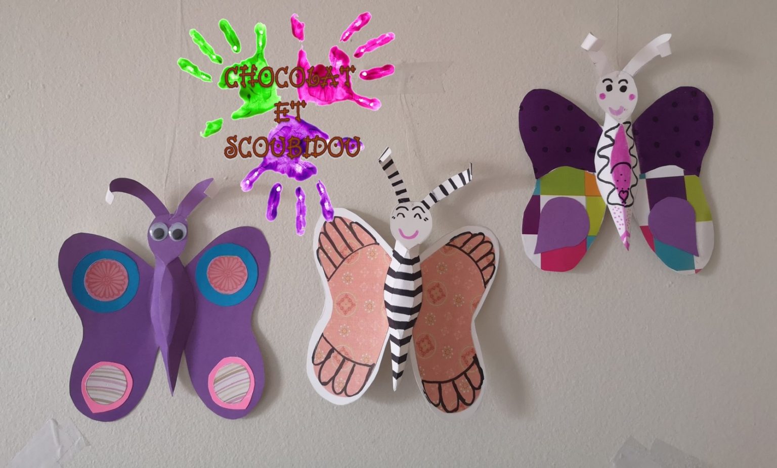 Papillons de papier en volume | Chocolat et Scoubidou