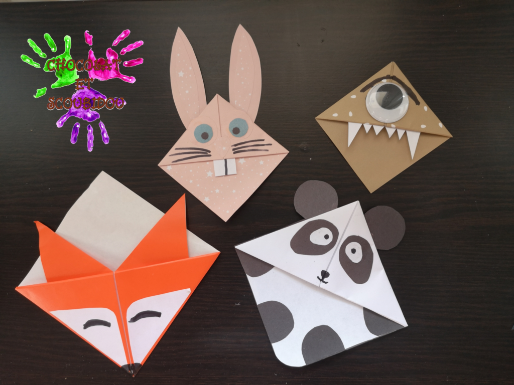 Marque-page origami | Chocolat et Scoubidou